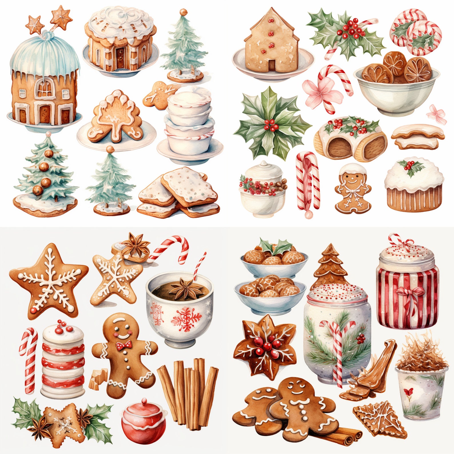 Watercolor Christmas Winter Holiday Cookies Sweets 50++png,french ...