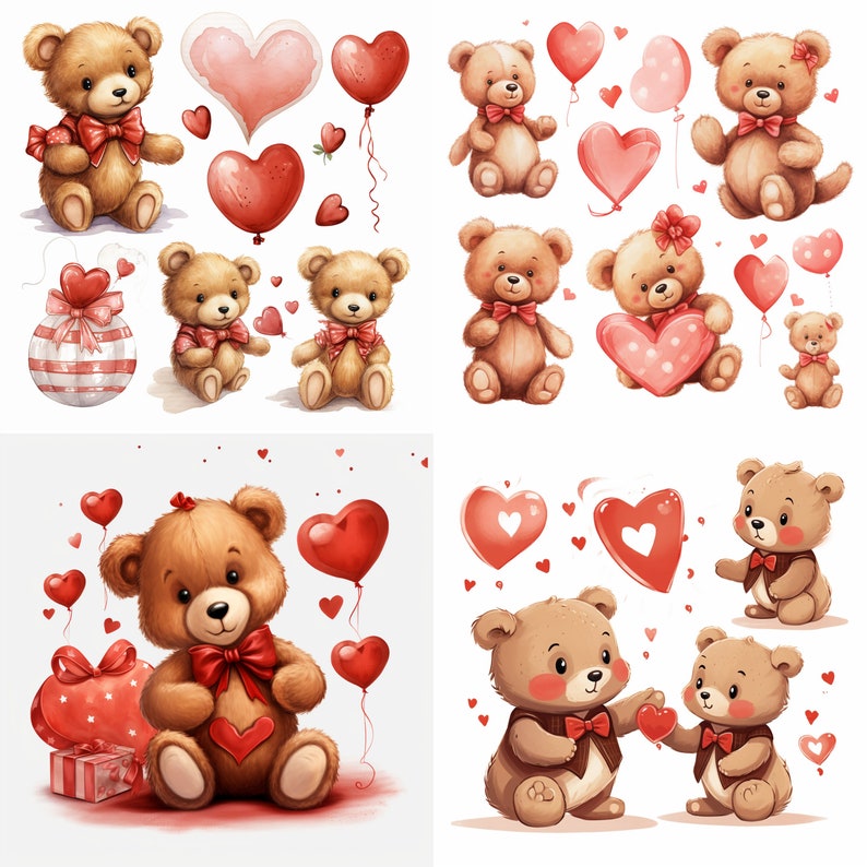 Teddy Bear Clipart, 80++ PNG Valentines Day Clipart, Valentines Teddy ...