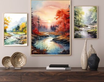 Nature Paintings Watercolor , Printable Wall Art, Digital Download - Etsy