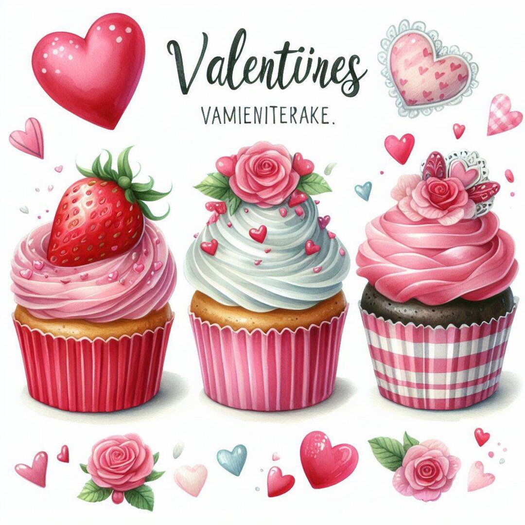 Valentines Cupcakes 39 Clipart, Valentines Day Graphics, Love Png ...