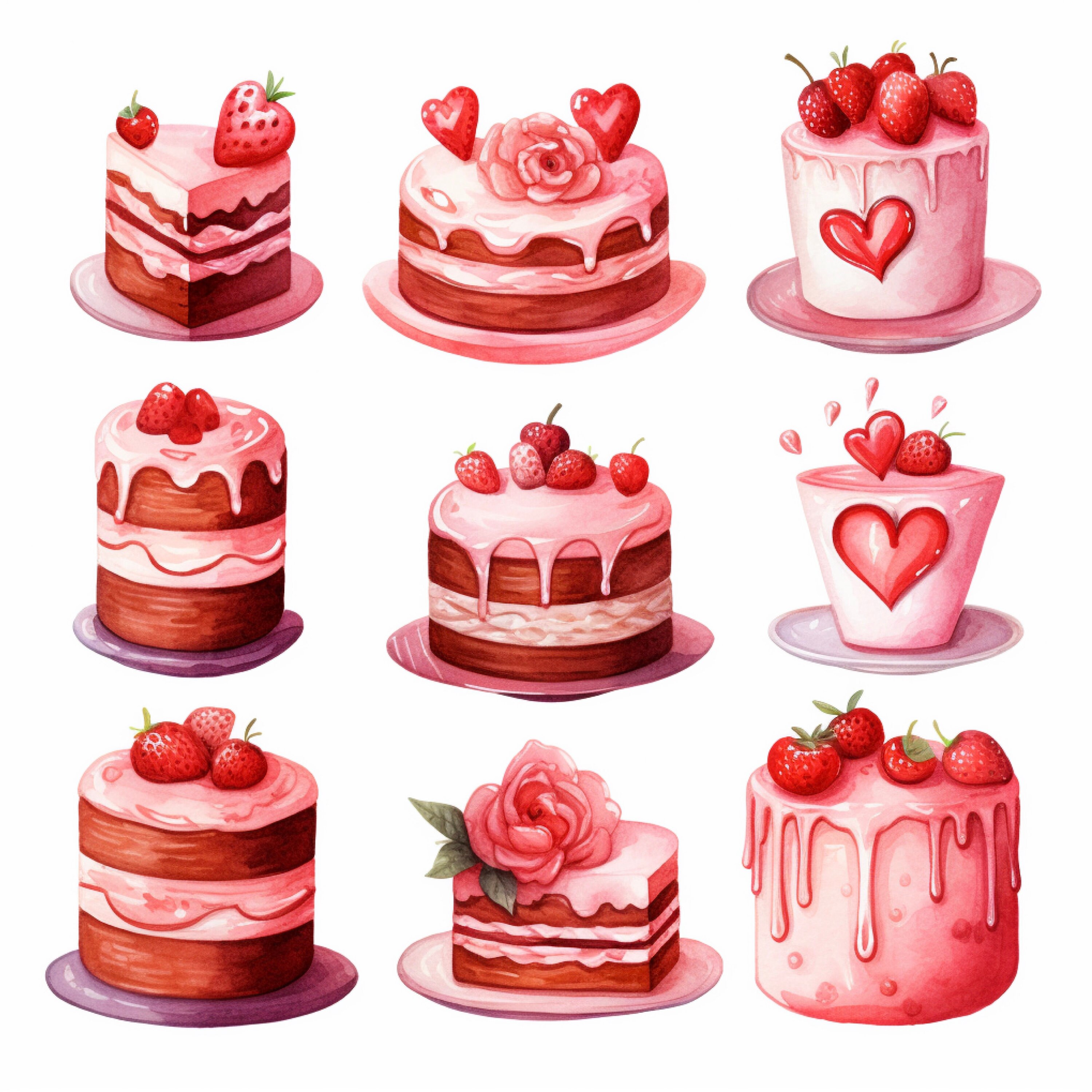 Valentines Cakes Clipart, 36 PNG Valentines Day Clipart, Baking Clipart ...
