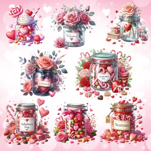 Valentines Candy Jar Clipart, Watercolor Valentines Day,valentines ...