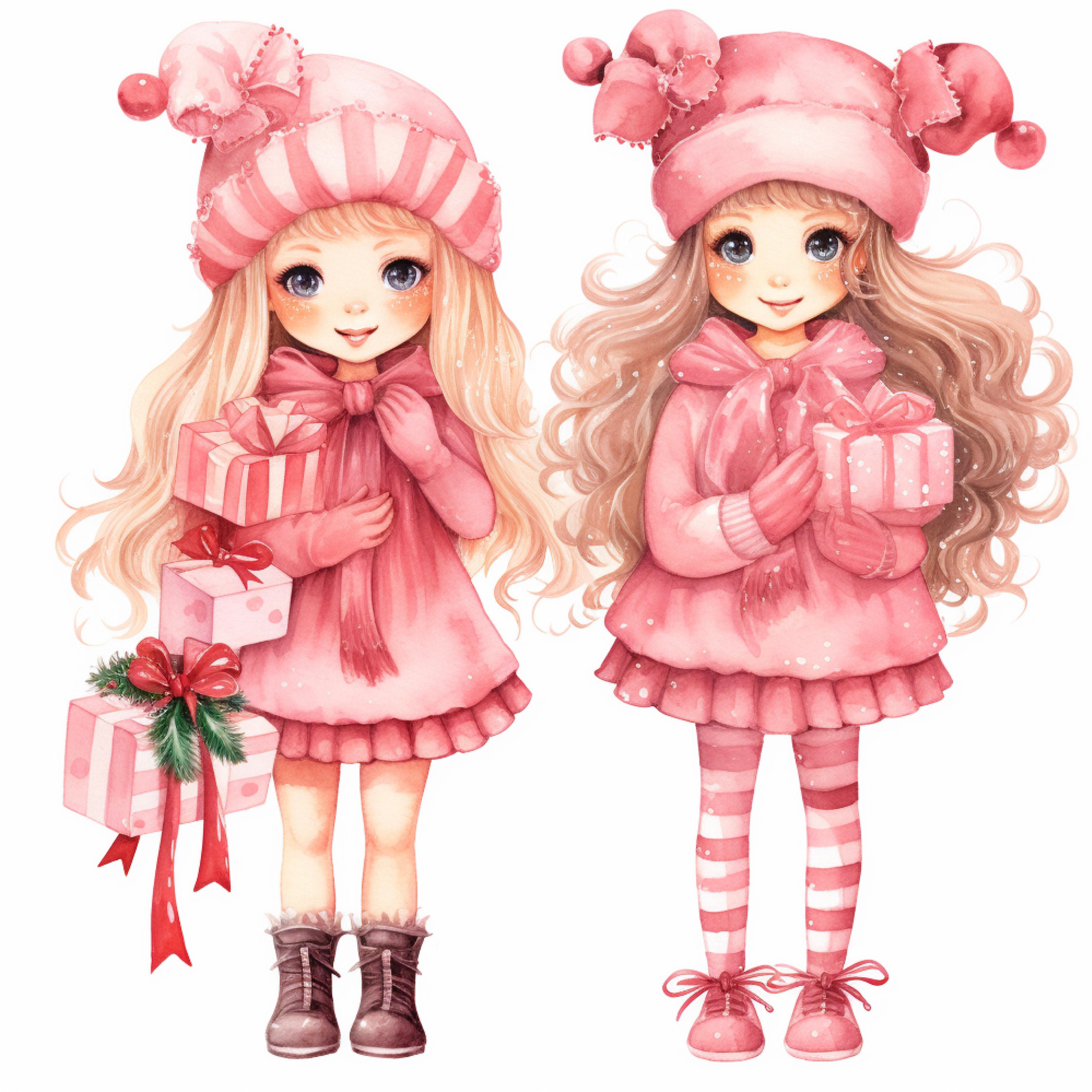 Pink Christmas Clipart, Christmas Girls Clipart,holiday Clipart ...
