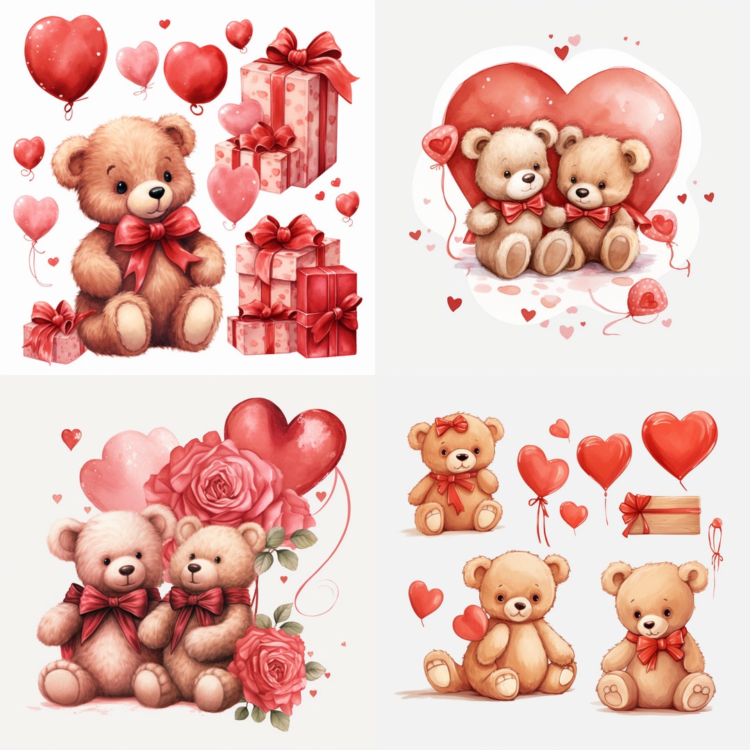 Teddy Bear Clipart, 80++ PNG Valentines Day Clipart, Valentines Teddy ...