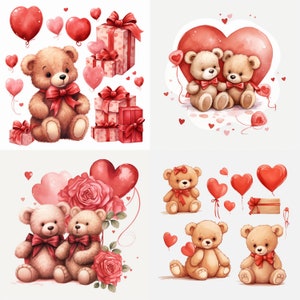 Teddy Bear Clipart, 80++ PNG Valentines Day Clipart, Valentines Teddy ...