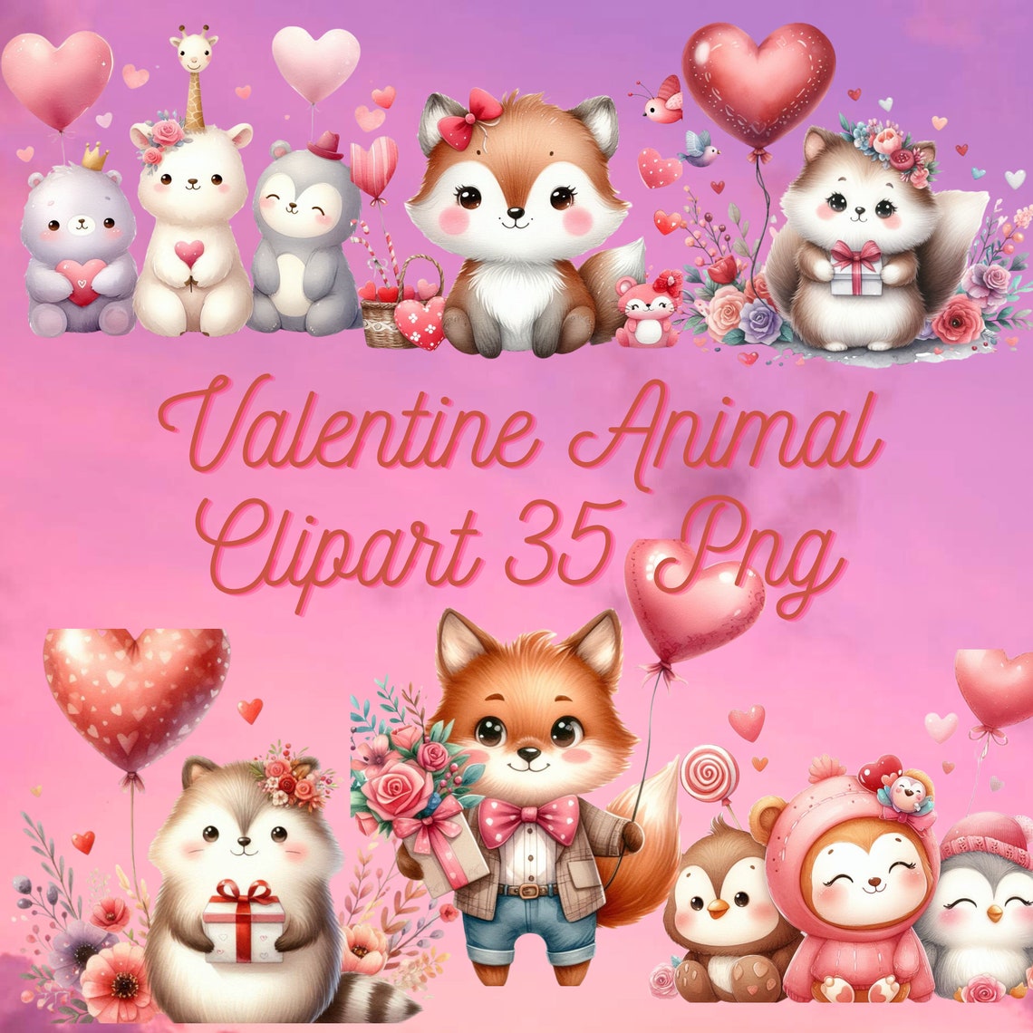 Valentine Day Animal Clipart Cute Animal Animal Couple Clipart Animals ...