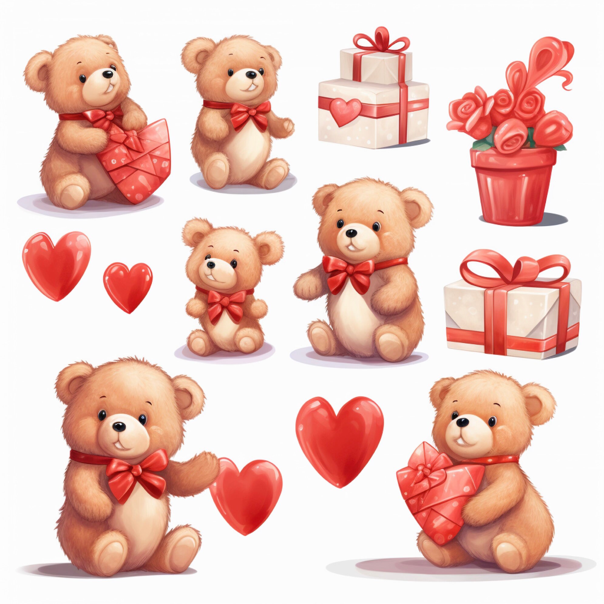 Teddy Bear Clipart, 80++ PNG Valentines Day Clipart, Valentines Teddy ...