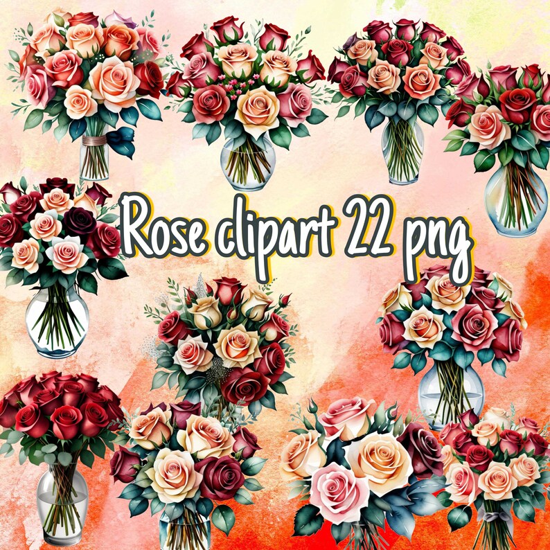 Rose Clipart 22 PNG Digital Download - Card Making, Digital Paper Craft ...