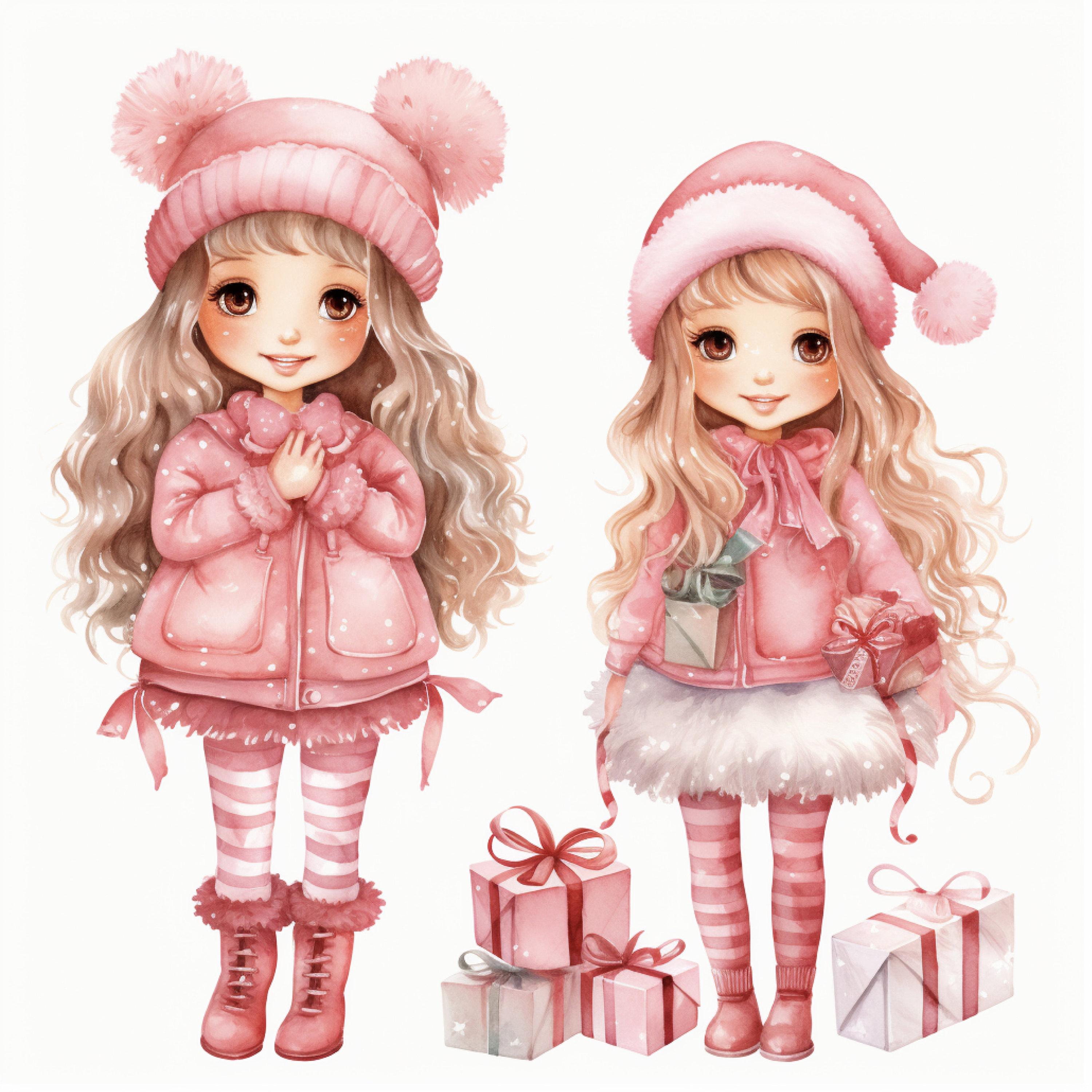 Pink Christmas Clipart, Christmas Girls Clipart,holiday Clipart ...