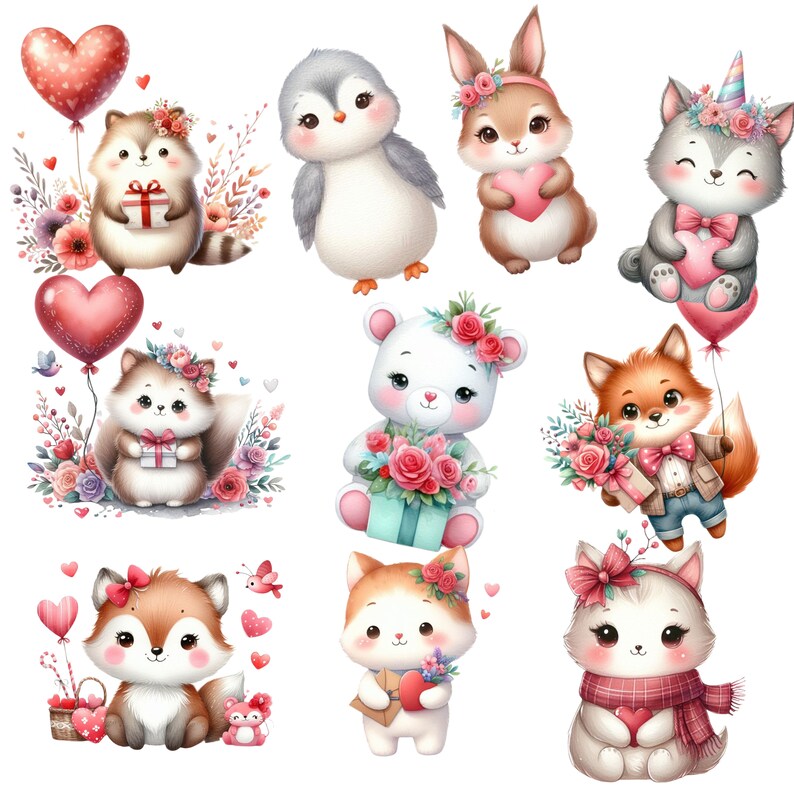 Valentine Day Animal Clipart Cute Animal Animal Couple Clipart Animals ...