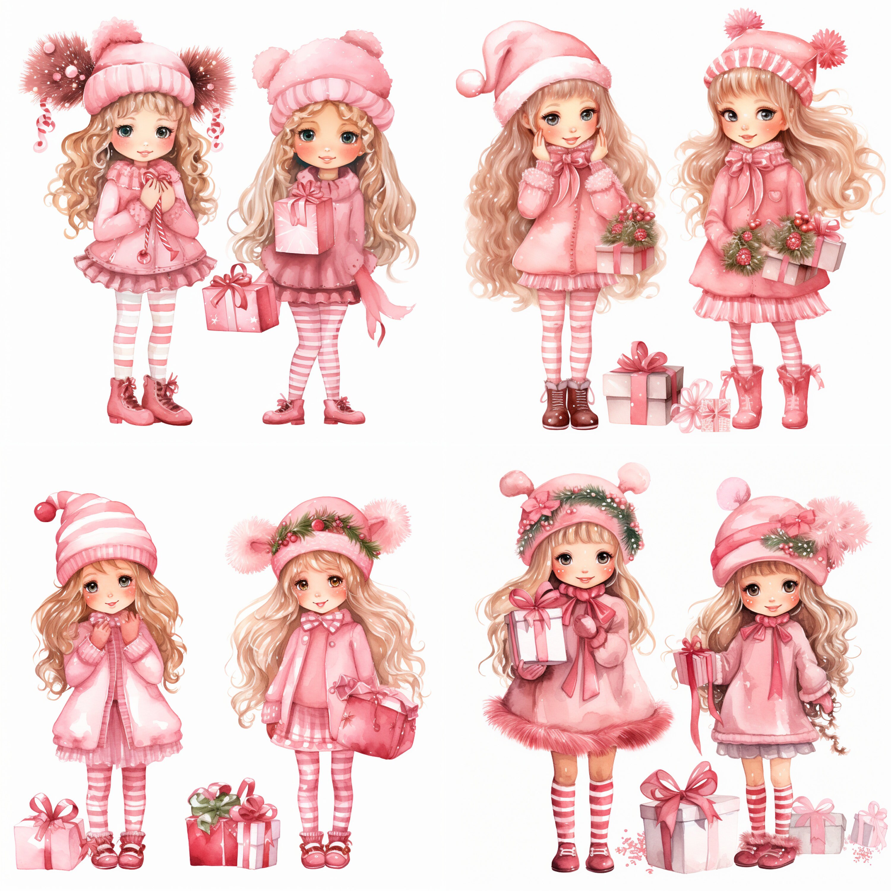 Pink Christmas Clipart, Christmas Girls Clipart,holiday Clipart ...
