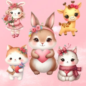 Valentine Day Animal Clipart Cute Animal Animal Couple Clipart Animals ...