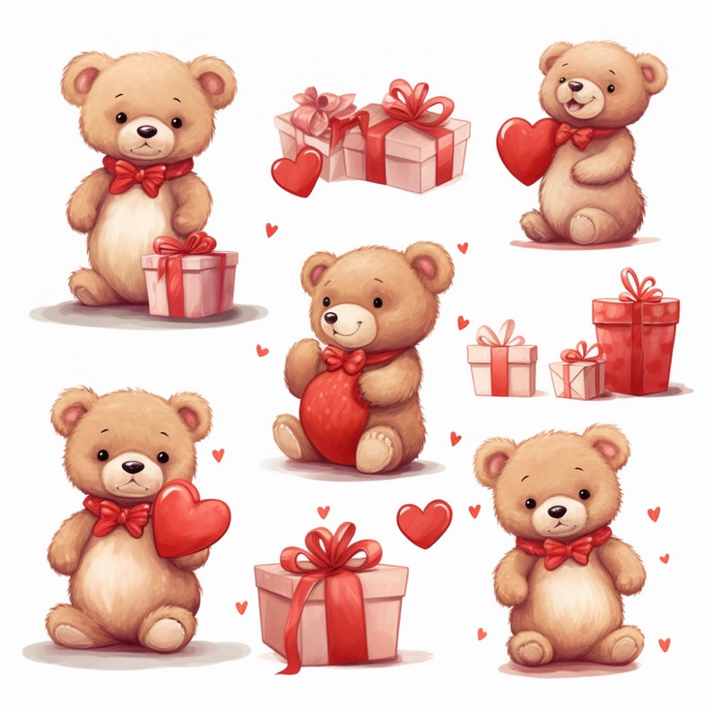 Teddy Bear Clipart, 80++ PNG Valentines Day Clipart, Valentines Teddy ...