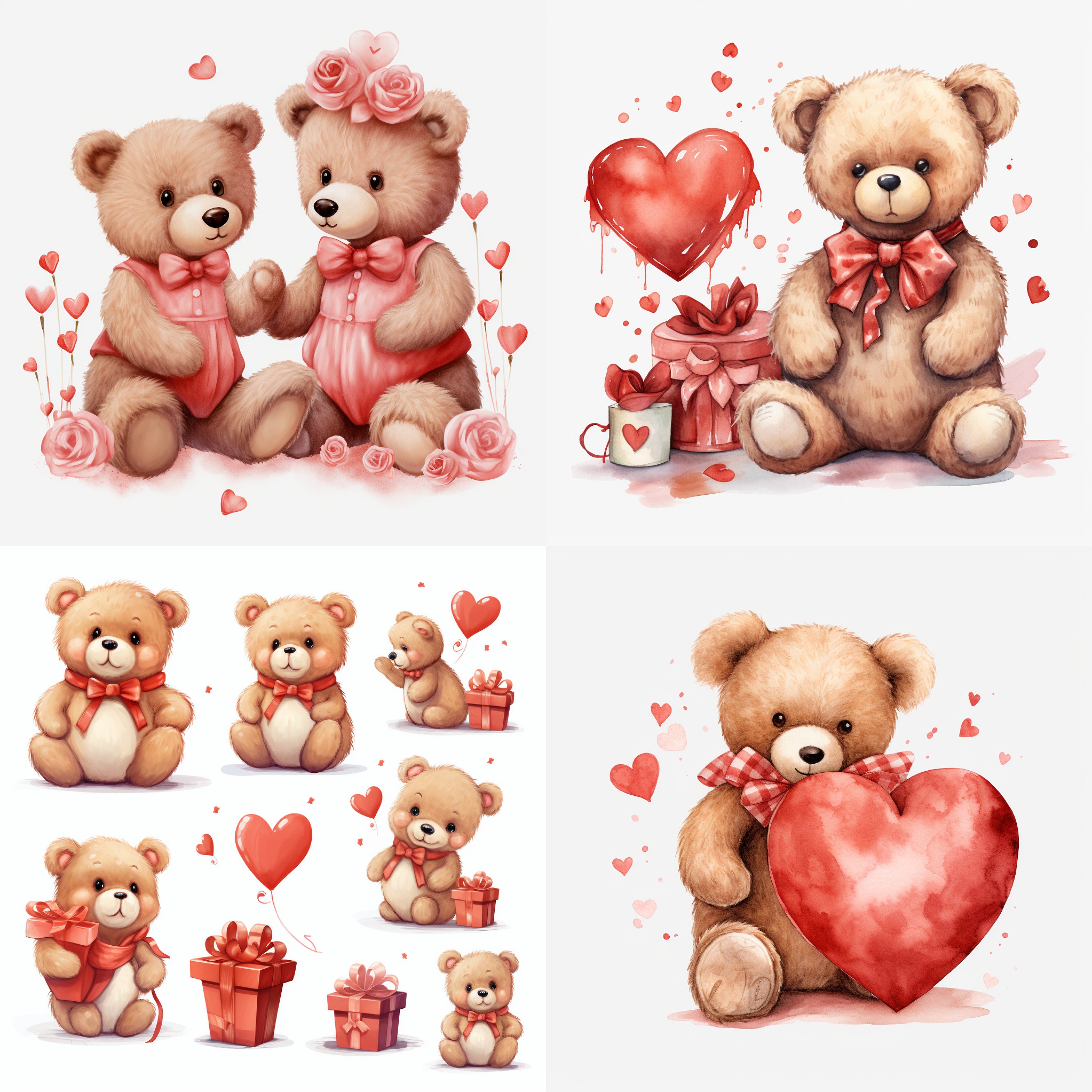 Teddy Bear Clipart, 80++ PNG Valentines Day Clipart, Valentines Teddy ...