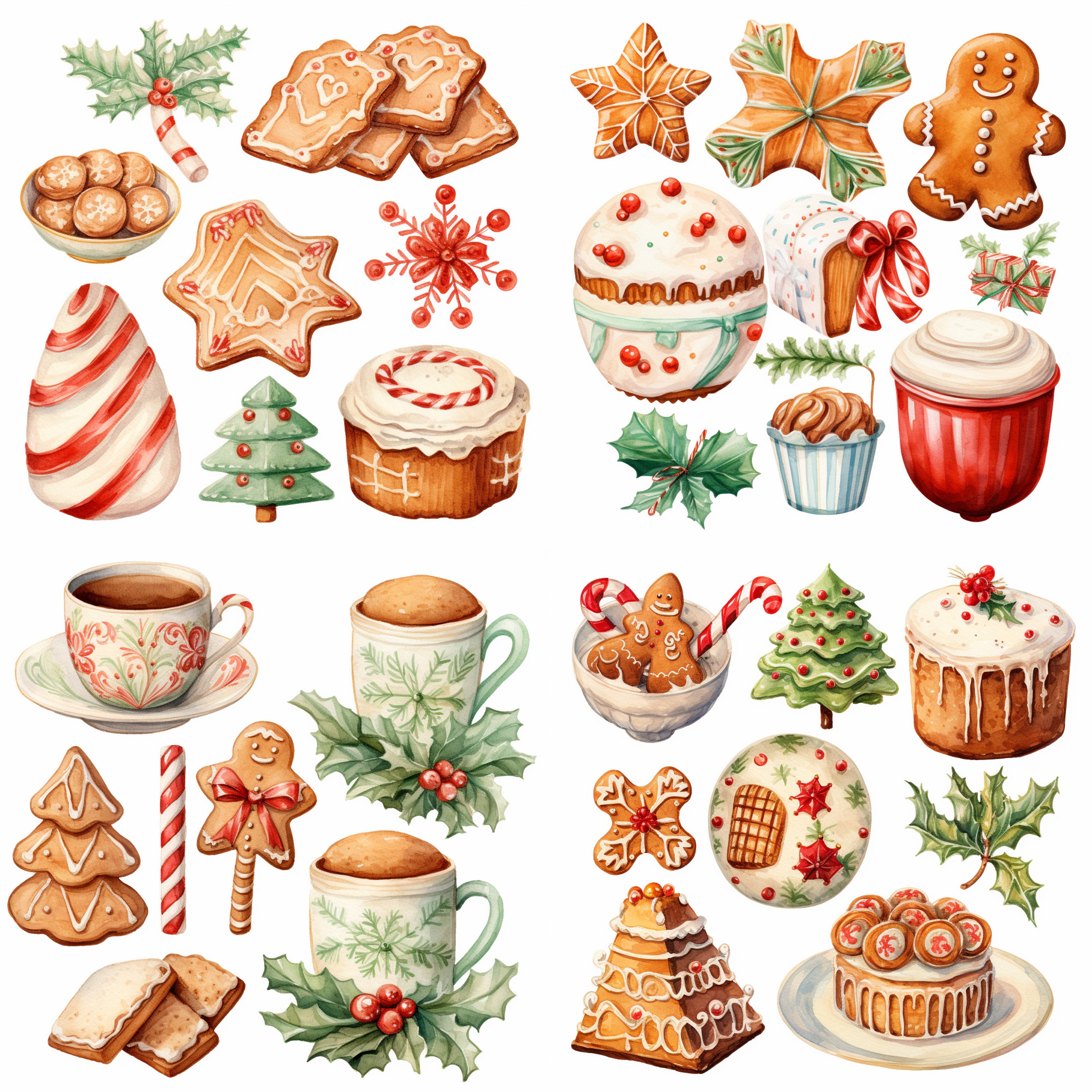 Watercolor Christmas Winter Holiday Cookies Sweets 50++png,french ...
