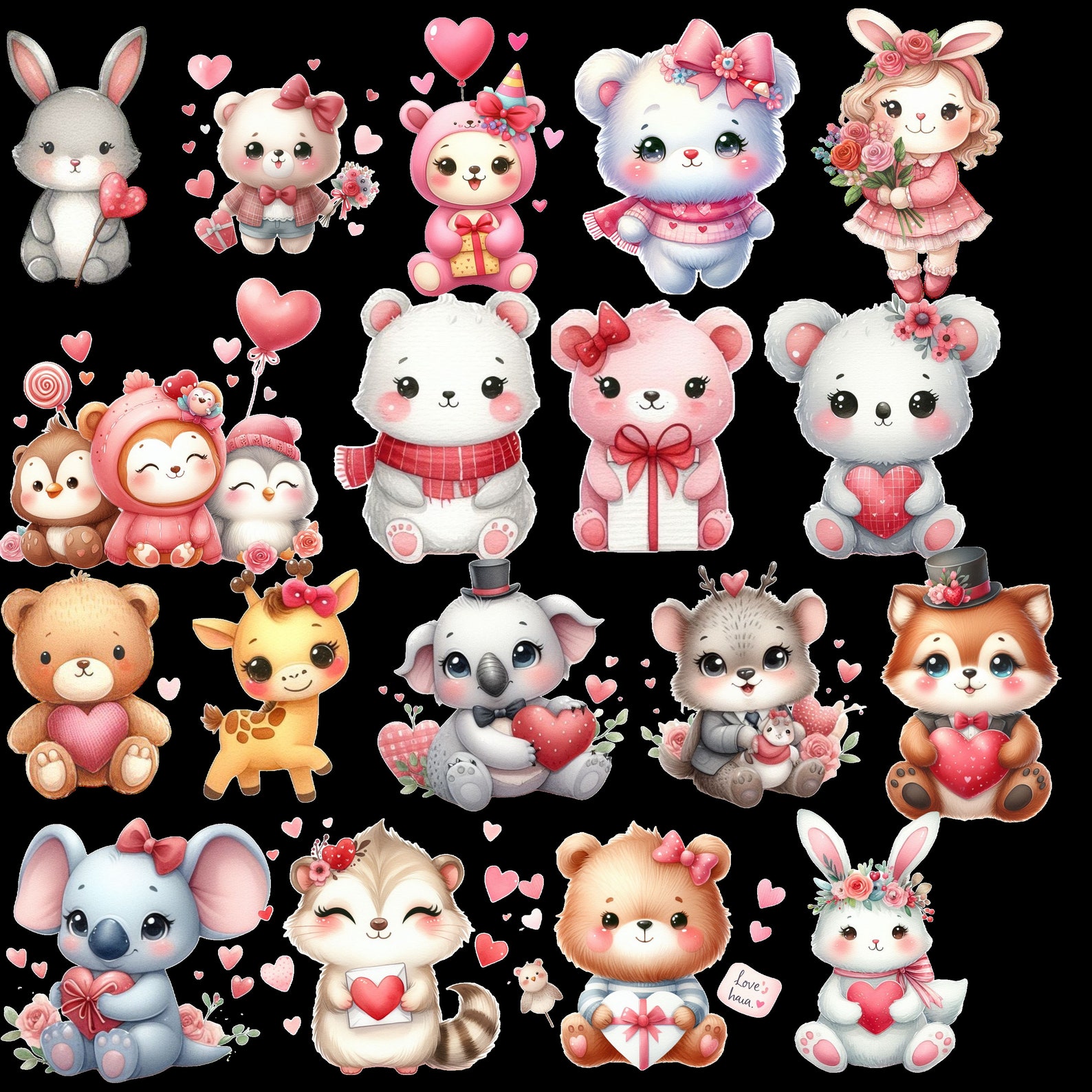 Valentine Day Animal Clipart Cute Animal Animal Couple Clipart Animals ...