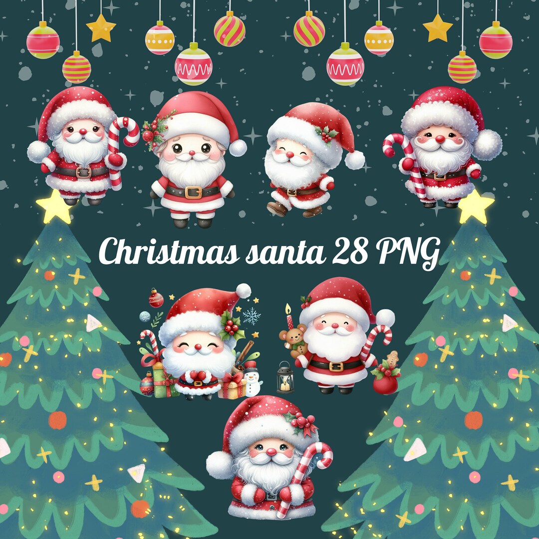 Merry Cute Santa Clipart, Cute Christmas Clipart,watercolor Santa ...