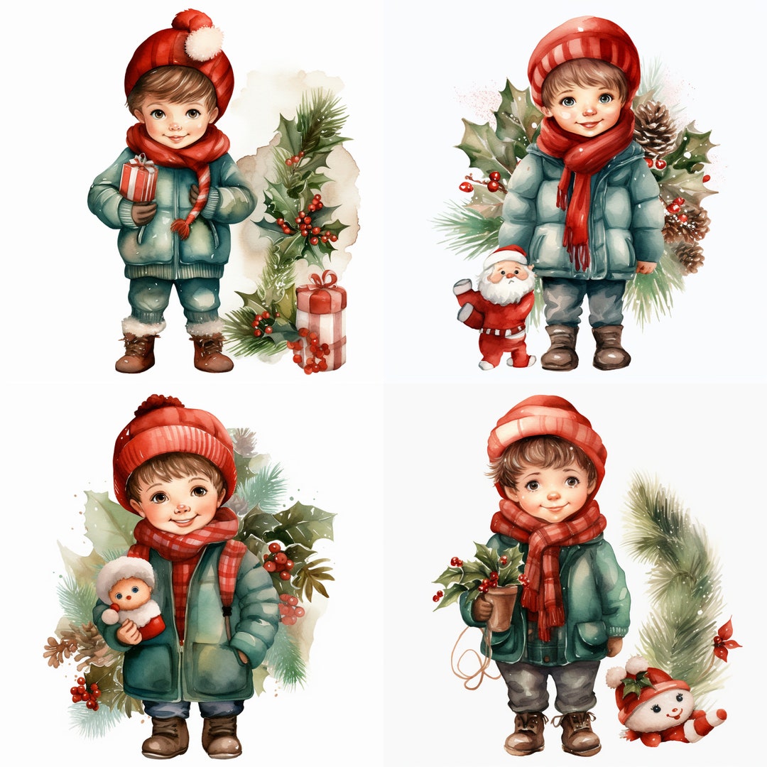 Little Boy Watercolor Clipart Bundle, Cute Boy,transparent PNG, Digital ...