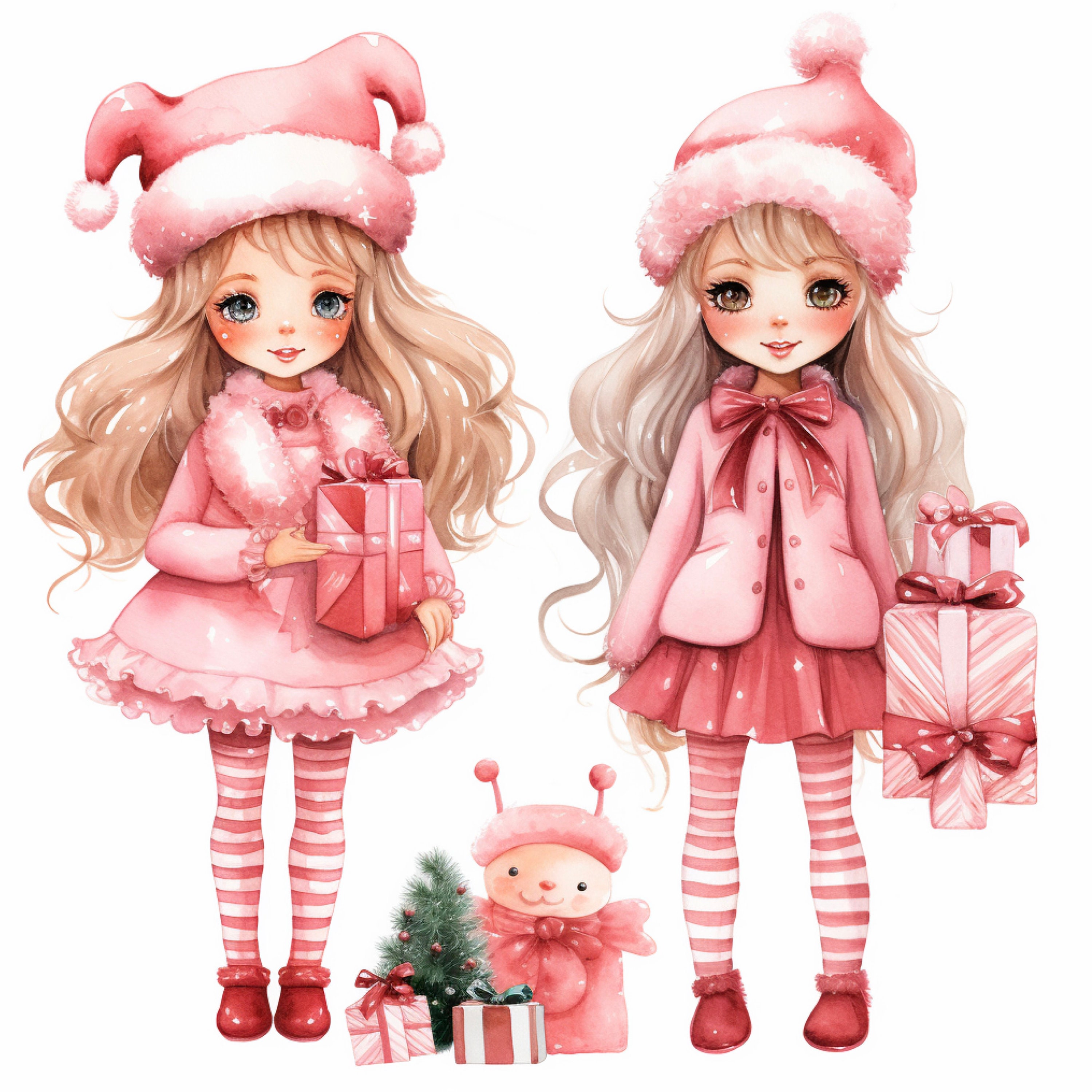 Pink Christmas Clipart, Christmas Girls Clipart,holiday Clipart ...