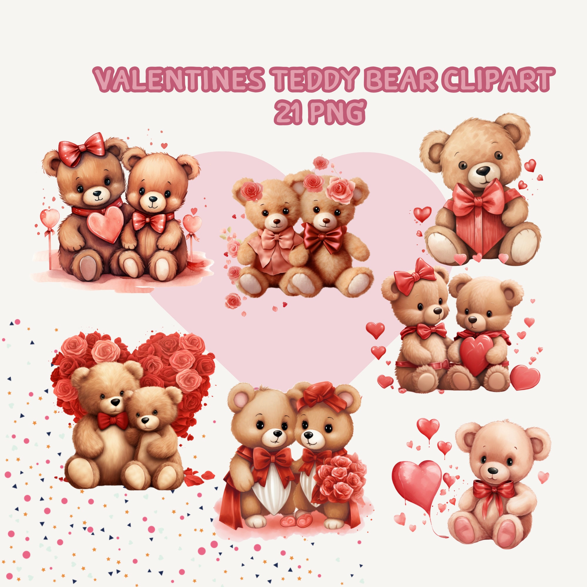 Valentines Teddy Bear Clipart, 21 PNG Valentines Day Clipart ...