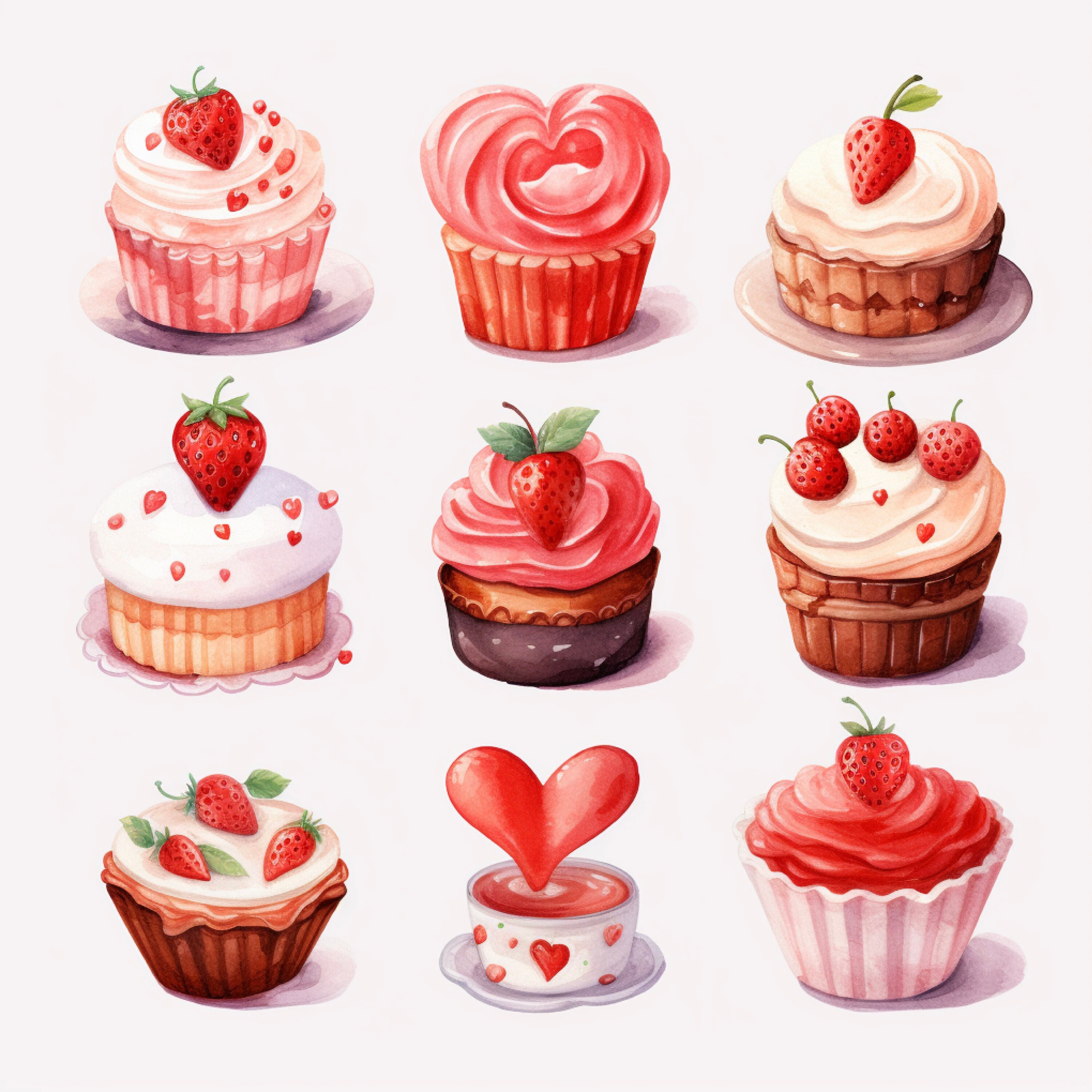 Valentines Cakes Clipart, 36 PNG Valentines Day Clipart, Baking Clipart ...