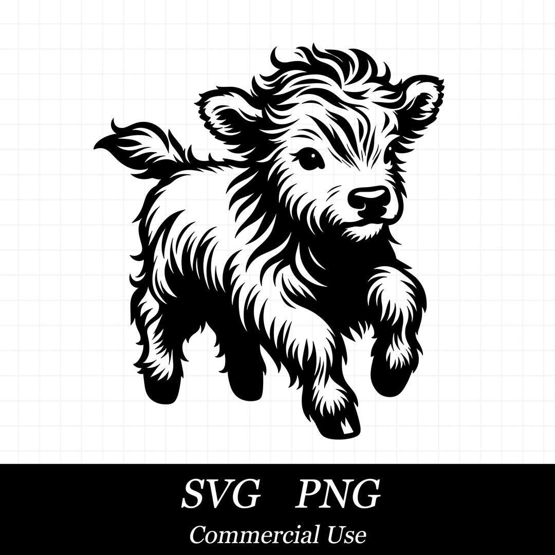 Running Baby Highland Cow SVG, Highland Cow PNG, SVG Files for Cricut ...