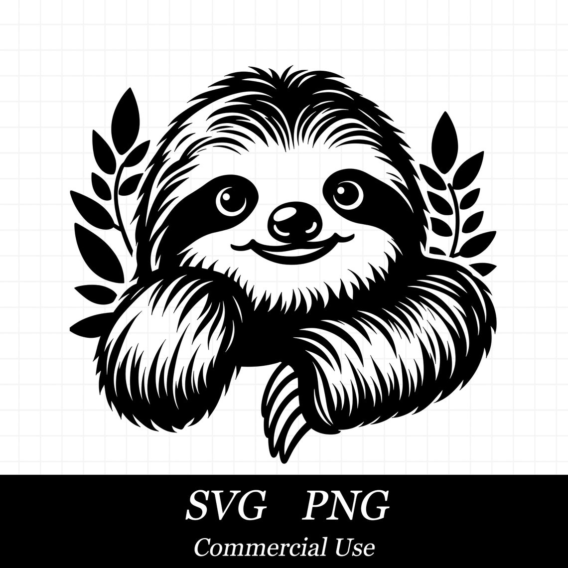 Cute Sloth SVG, Sloth With Leaves Svg, Sloth PNG, SVG Files for Cricut ...