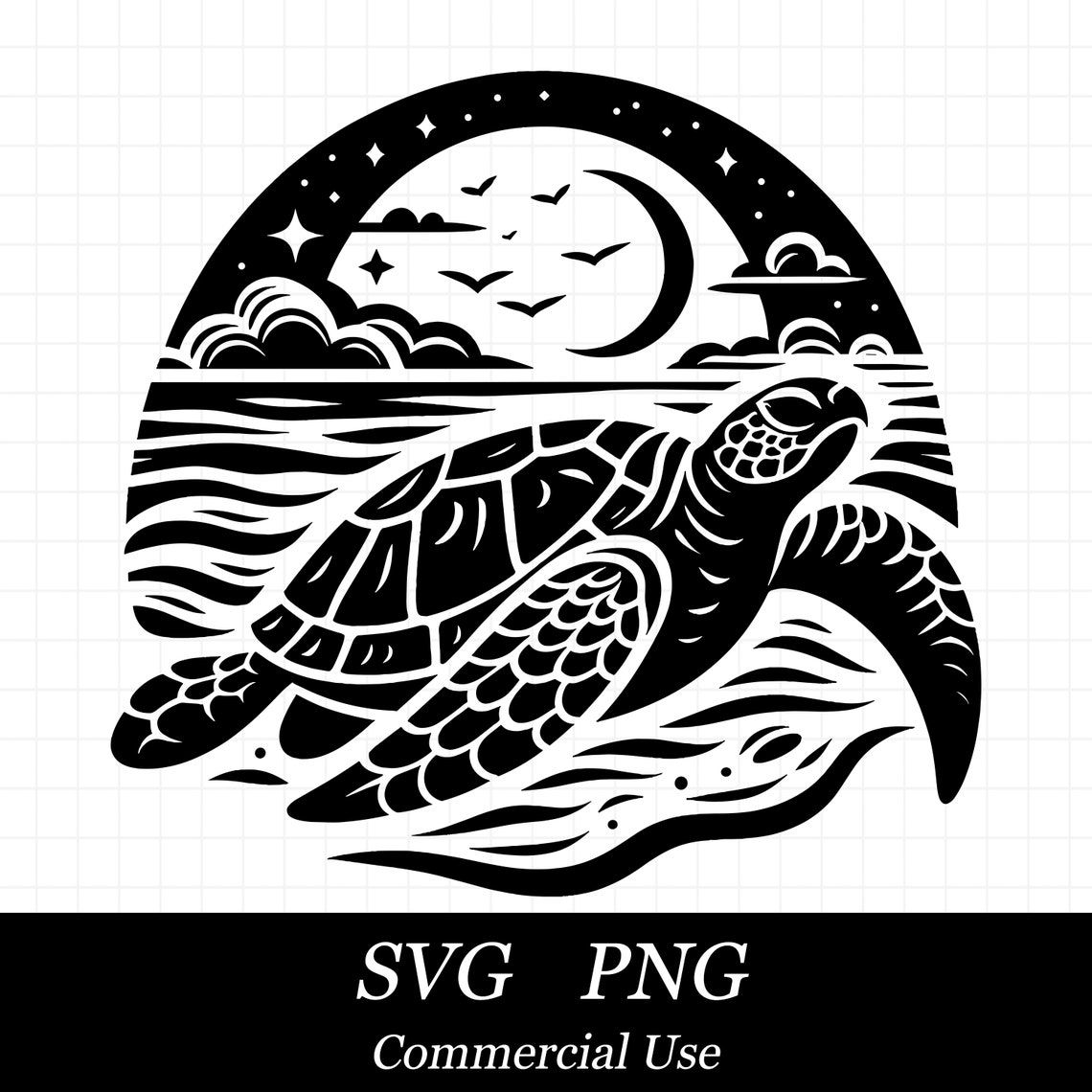 Beach Sea Turtle SVG File for Cricut, Beach SVG, Summer Png, Commercial ...