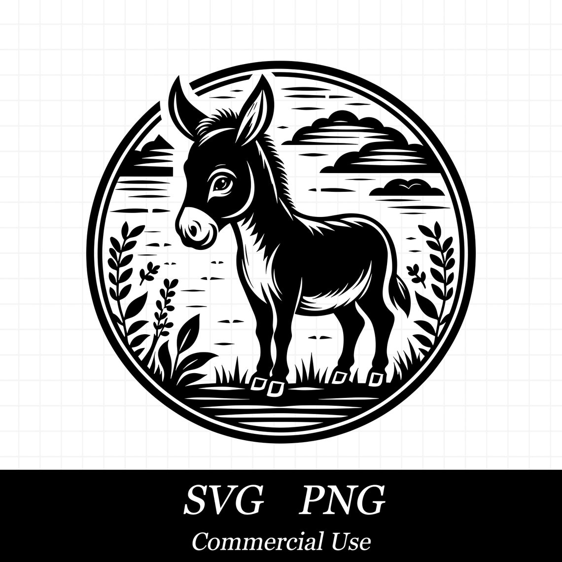 Donkey SVG File for Cricut, Farm Animal SVG, Donkey Png, Commercial Use ...