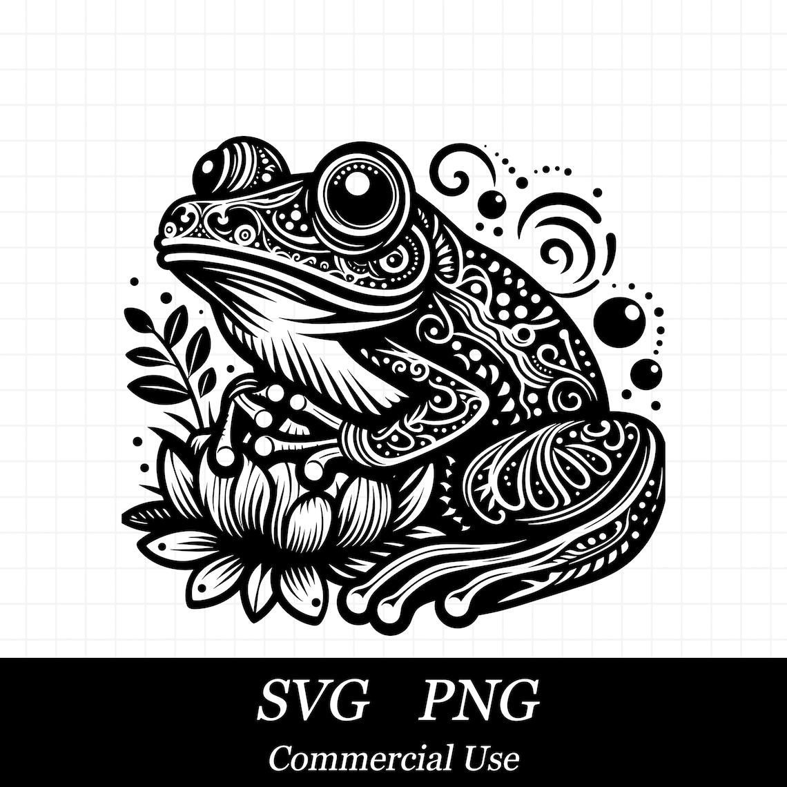 Frog SVG, Frog PNG, Svg File for Cricut, Floral Frog Svg, Commercial ...