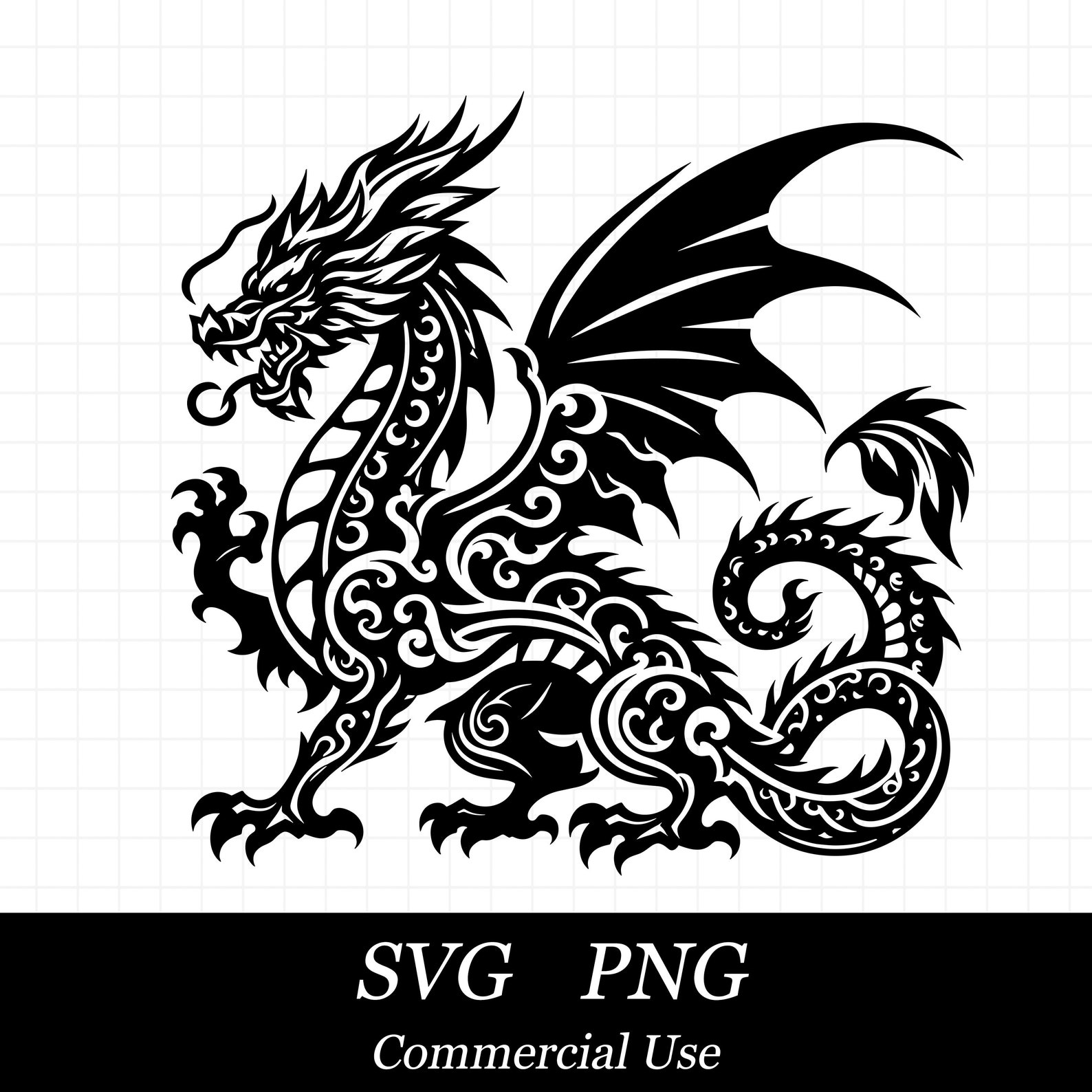 Dragon SVG PNG, Chinese Dragon Svg, Fantasy Svg, SVG Files for Cricut ...