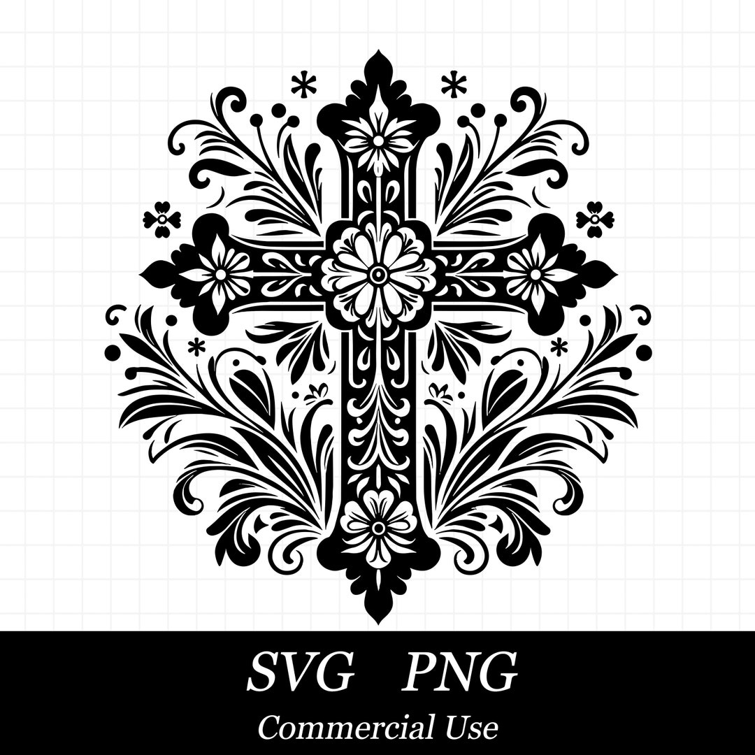 Floral Cross SVG, Christian Svg, Jesus Svg, SVG Files for Cricut ...