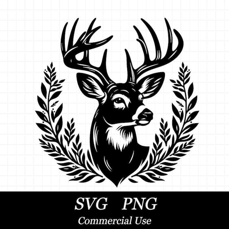 Whitetail Buck Deer SVG PNG, Hunting Svg, Floral Svg, SVG Files for ...