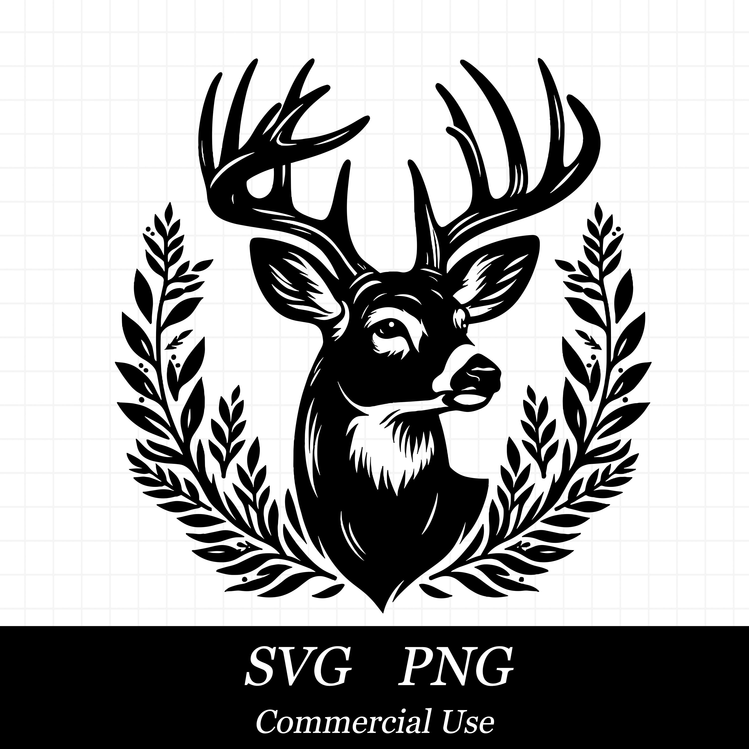Whitetail Buck Deer SVG PNG, Hunting Svg, Floral Svg, SVG Files for ...