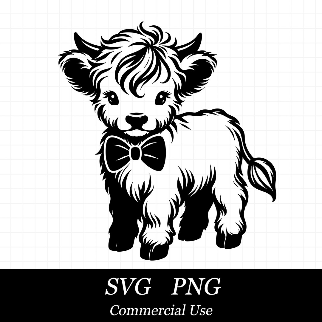 Baby Highland Cow SVG, Bow Highland Cow PNG, SVG Files for Cricut ...
