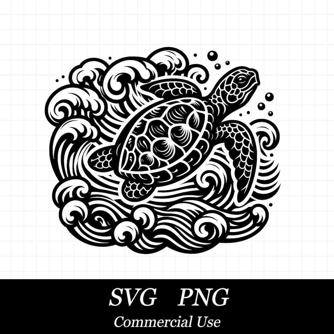 Sea Turtle SVG, Beach Sea Turtle PNG, Svg File for Cricut, Ocean Waves ...