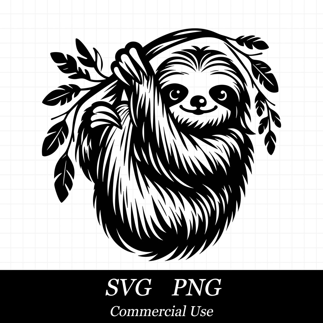 Sloth SVG PNG, Sloth on Branch Svg, Cute Sloth Svg, SVG Files for ...