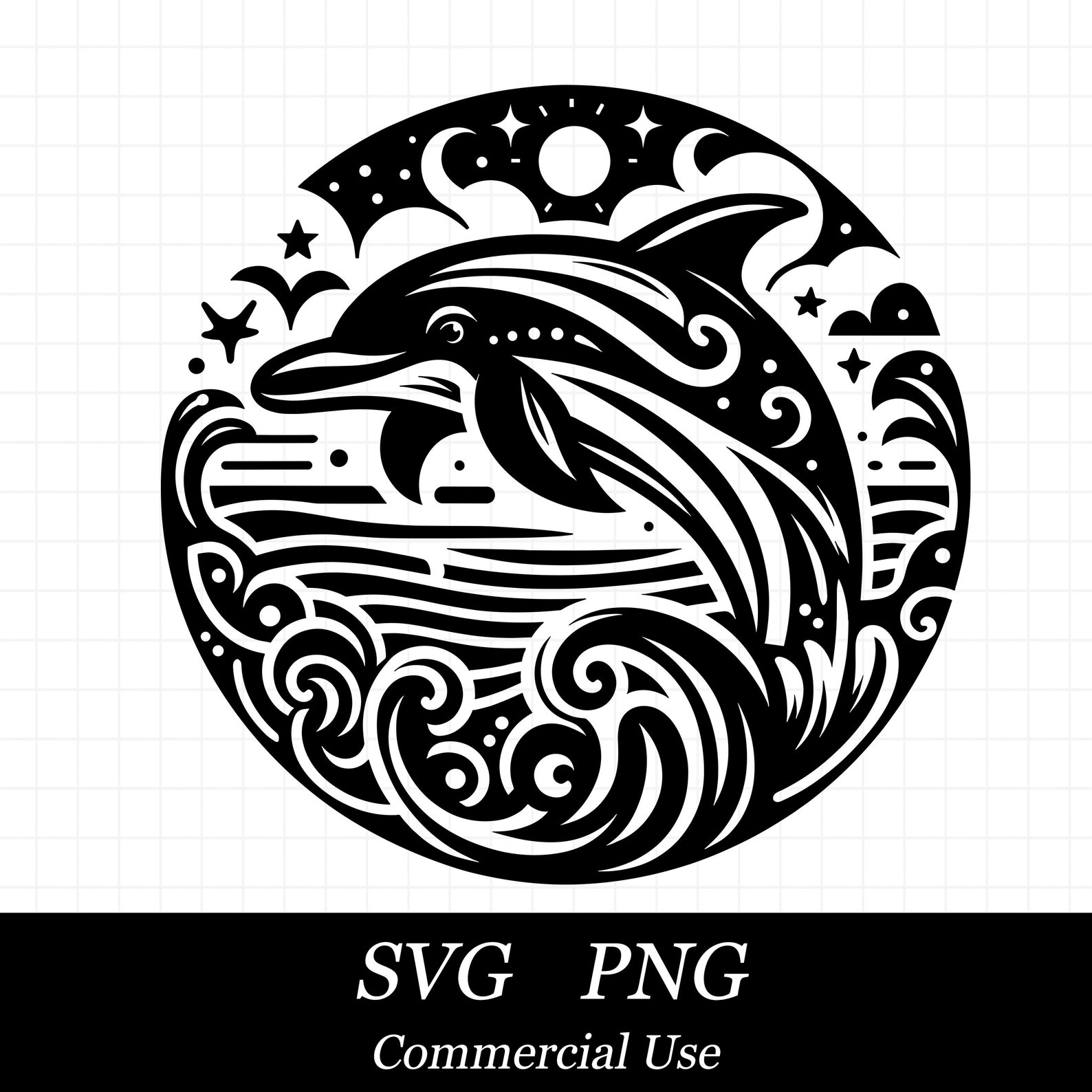 Beach Dolphin SVG PNG, Ocean Waves Svg, SVG Files for Cricut ...