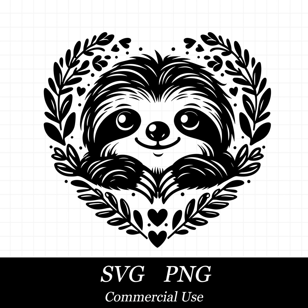 Cute Heart Sloth SVG PNG, Sloth Hearts Svg, Floral Sloth Svg, SVG Files ...
