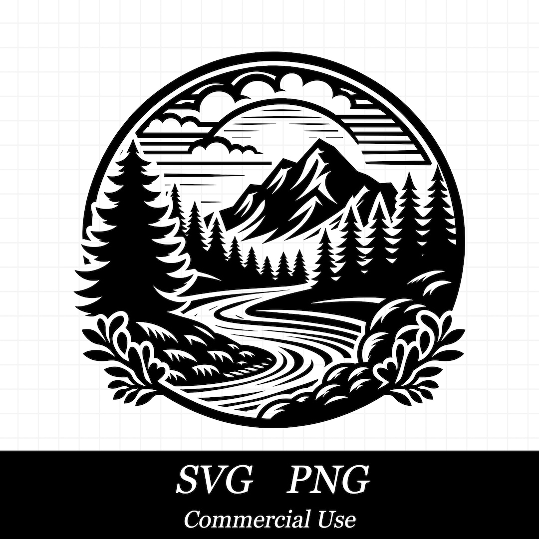 Mountain Camping SVG PNG, Outdoors Svg, Forest Svg, River Svg, SVG ...