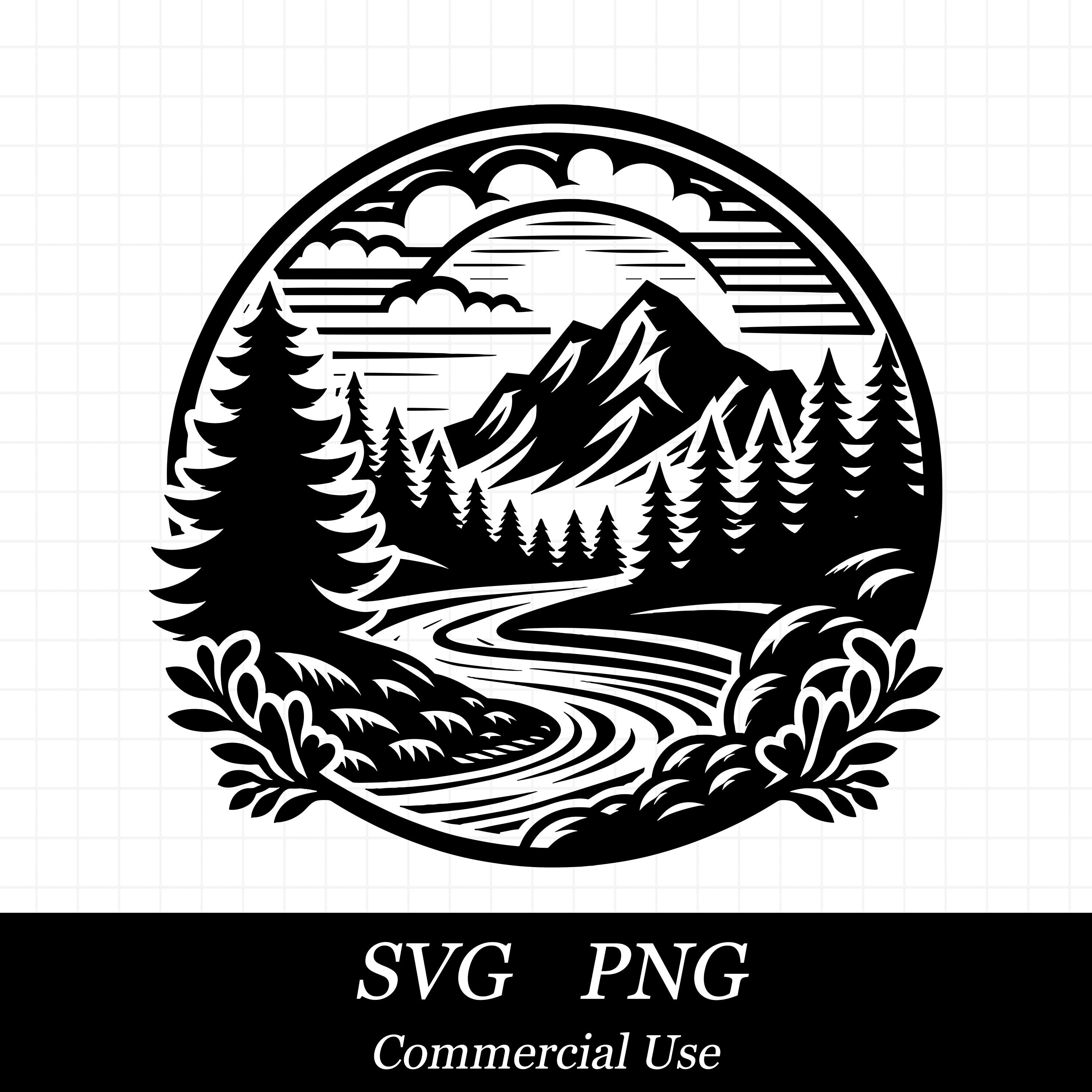 Mountain Camping SVG PNG, Outdoors Svg, Forest Svg, River Svg, SVG ...