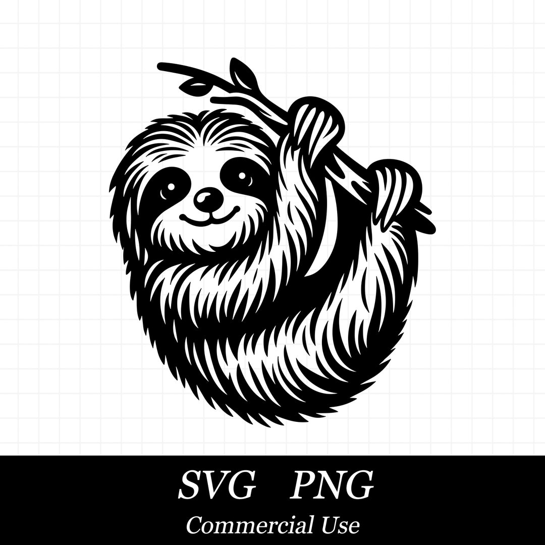 Sloth SVG PNG, Sloth on Branch Svg, Cute Sloth Svg, SVG Files for ...