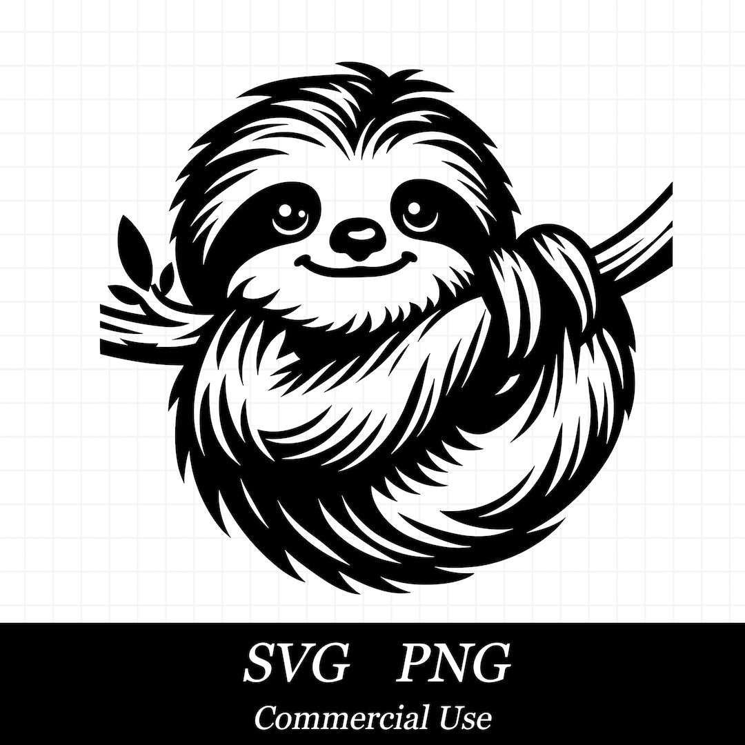 Sloth SVG PNG, Sloth on Branch Svg, Cute Sloth Svg, SVG Files for ...