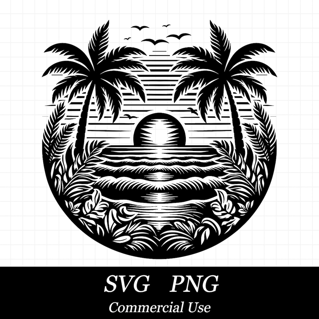 Beach SVG PNG, Palm Tree Svg, Ocean Svg, SVG Files for Cricut ...