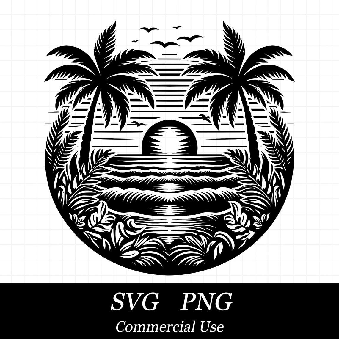 Beach SVG PNG, Palm Tree Svg, Ocean Svg, SVG Files for Cricut ...