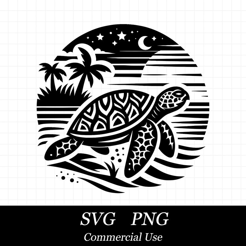 Beach Sea Turtle SVG File for Cricut, Beach SVG, Summer Png, Commercial ...