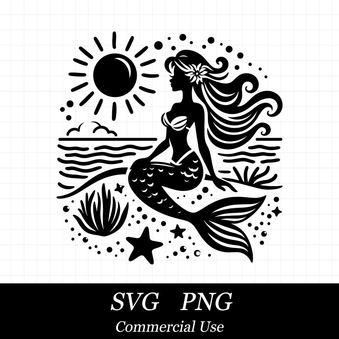 Mermaid Beach SVG PNG, Mermaid Svg, Beach Svg, SVG Files for Cricut ...