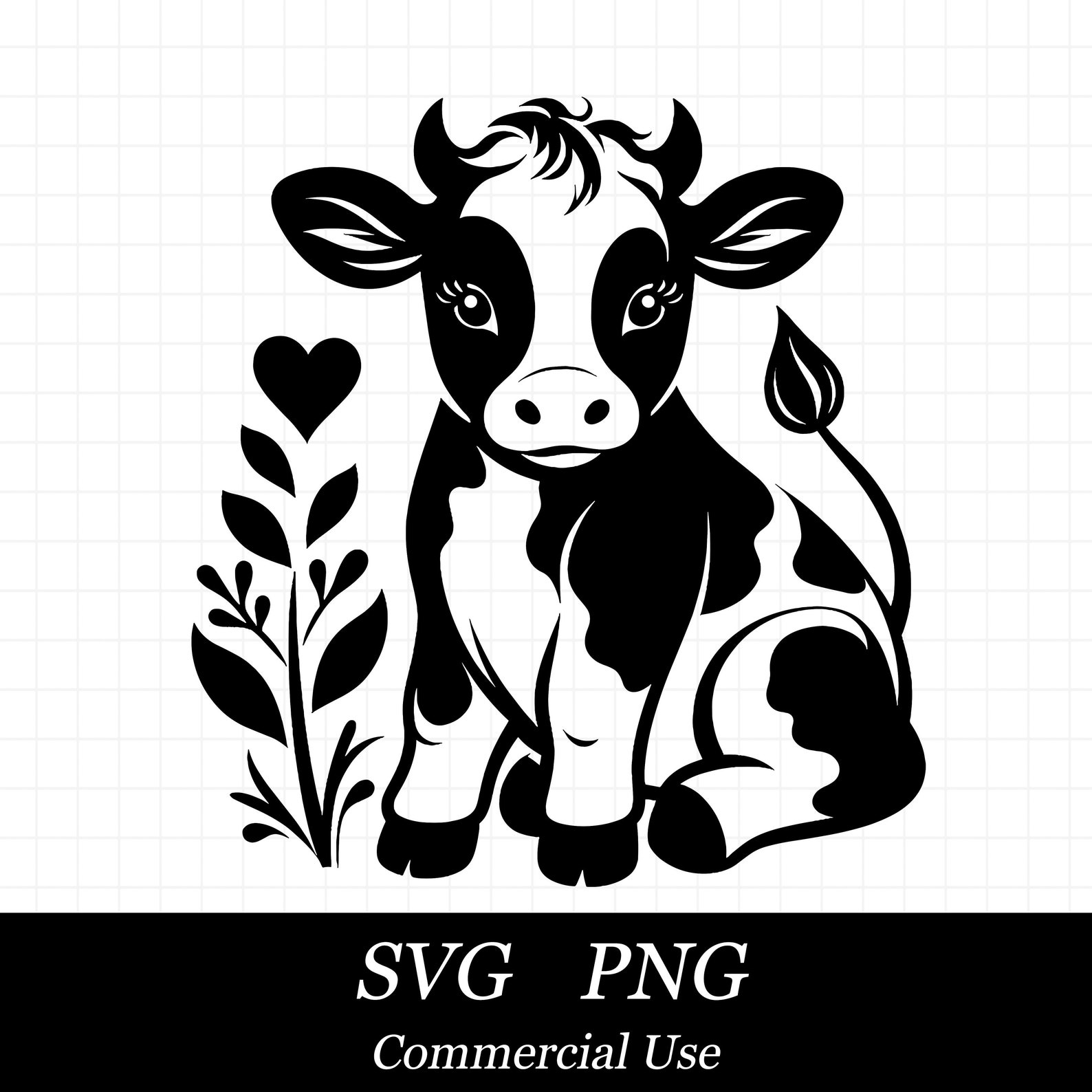 Baby Cow Hearts SVG, Cow PNG, Cute Cow Svg, Dairy Cow Svg, SVG Files ...