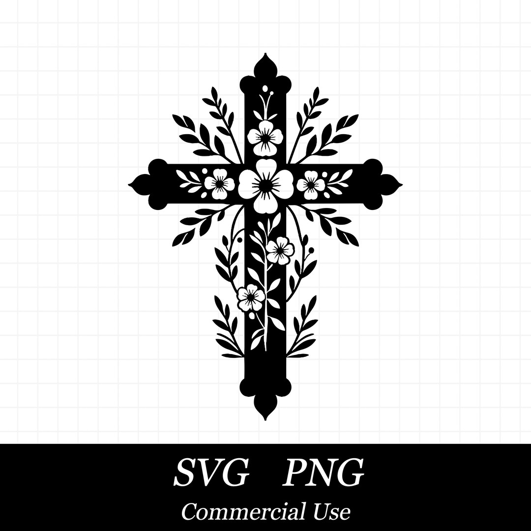 Floral Cross SVG, Christian Svg, Jesus Svg, SVG Files for Cricut ...