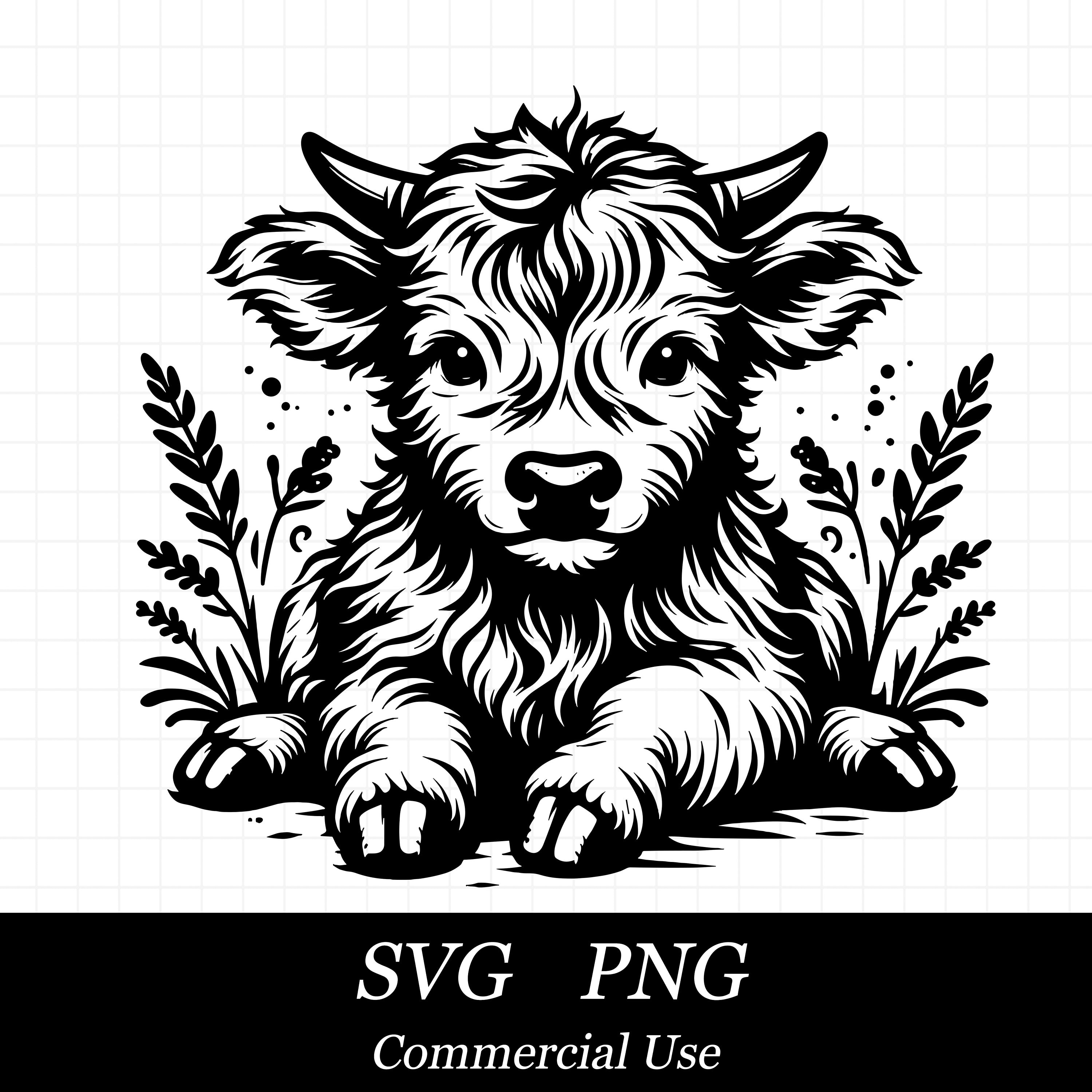 Baby Highland Cow SVG PNG, Cow Svg, Cute Cow Svg, SVG Files for Cricut, Commercial Use, Instant ...